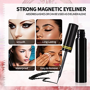 Magnetic Eyelashes Kit - Magnetic Lashes Natural Look From Natural to Gorgeous Styles, Reusable 3D Mink False Eyelashes with Magnetic Eyeliner and Tweezers Easy to Apply, No Glue Needed (12 Pairs)