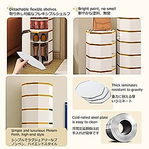 ZYFA 360° Rotating Round Octagon Shoe Rack Tower Cabinet, Lazy Susan, Free Standing Metal Revolving Stand, Vertical for Small Spaces Storage Simple & Modern The Entrance, black, 127CM
