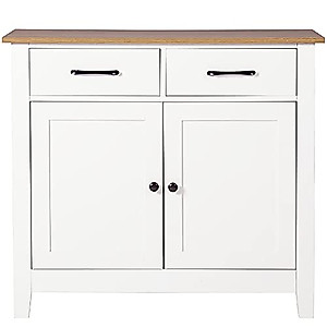 Friday discount Kitchen Sideboard Buffet Storage Cabinet with 2 Drawers, 1 Adjustable Shelf, 2 Doors Cupboard Console Table for Living Room, Dining Room, Hallway Furniture, Ivory White