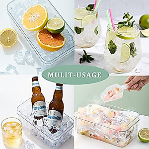 Ice Cube Tray With Lid and Bid, Ice Trays for Freezer Easy Release Ice Cube Mold with 2 Trays 1 Ice Bucket & Scoop Making 60 Pcs 0.7in Ice Cubes Chilling Cocktail Whiskey Tea Coffee (Green)