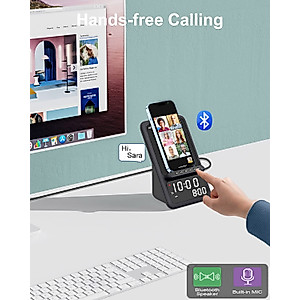 AFK Wireless Charging Station with Bluetooth Speaker and Alarm Clock, 4 in 1 Wireless Charger Compatible with iPhone15 14 13 12 11 Pro Max Series,Samsung Series and Other Android Phones(Black)