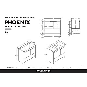 Fine Fixtures Bathroom Vanity with Integrated Ceramic Sink - Bathroom Vanity with Sink & Modern Knob Design - Bathroom Vanities with Sturdy Marble Top & Soft Closing Doors (36 Inch) Navy Blue