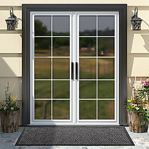 Yimobra Front Door Mat Outside Entrance 47 x 24, Waterproof and Washable Outdoor Mat, Non Slip Rubber Backing, Heavy Duty Welcome Matt for Home Entry Floor Porch Garage Office, Low Profile, Mix Grey