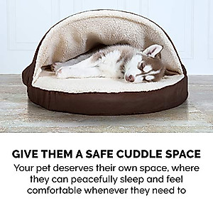 Furhaven 26" Round Orthopedic Dog Bed Sherpa & Suede Snuggery w/ Removable Washable Cover - Espresso, 26-inch