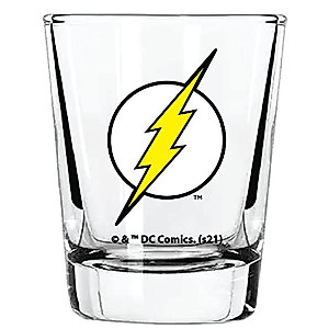 DC Comics Justice League Shot Glass Set - 2 oz. Capacity - Set of 4 Shot Glasses - Superman, Batman, Wonder Woman, Flash Clear
