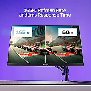 HyperX Armada 27 – Gaming Monitor – 27-inch, QHD (2560x1440), 165Hz Refresh Rate, IPS Panel, 1ms Response Time, NVIDIA® G-SYNC® Compatible, Desk Mount Included - HDMI and Display Port,Black