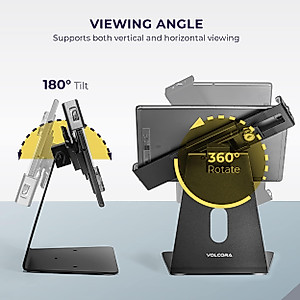 Volcora Anti-Theft Tablet Stand iPad Security Holder with Lock, Black 9-13 Inch Kiosk Stand Mount, Swivel, Adjustable