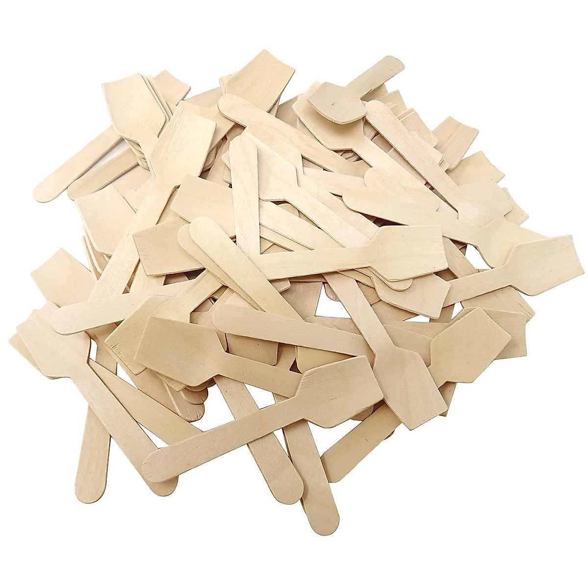 Honbay 100pcs 9.5cm/3.74inch Mini Wooden Spoons Shovel Spoon Testing Spoon Sampling Spoon Dessert Spoon Ice Cream Spoon Yogurt Spoon, Disposable and Degradable