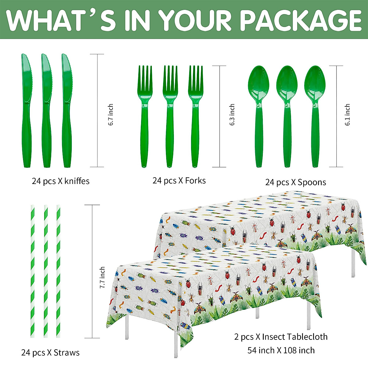 Xenorik Bug Birthday Party Decorations Tableware - Bug Party Supplies, Plate, Cup, Napkin,Tablecloth, Cutlery, Spring Summer Nature Insect Theme Birthday Baby Shower Party Decorations | Serve 24
