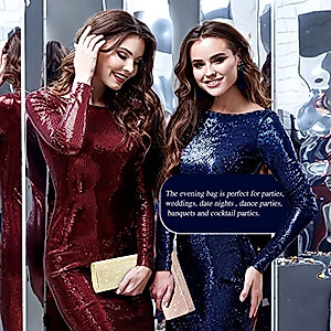 Kajaia 2 Pieces Evening Formal Purses for Women Shiny Clutch Purses Glitter Handbags with Chain Envelope Purses for Wedding Party (Gold, Rose Gold)