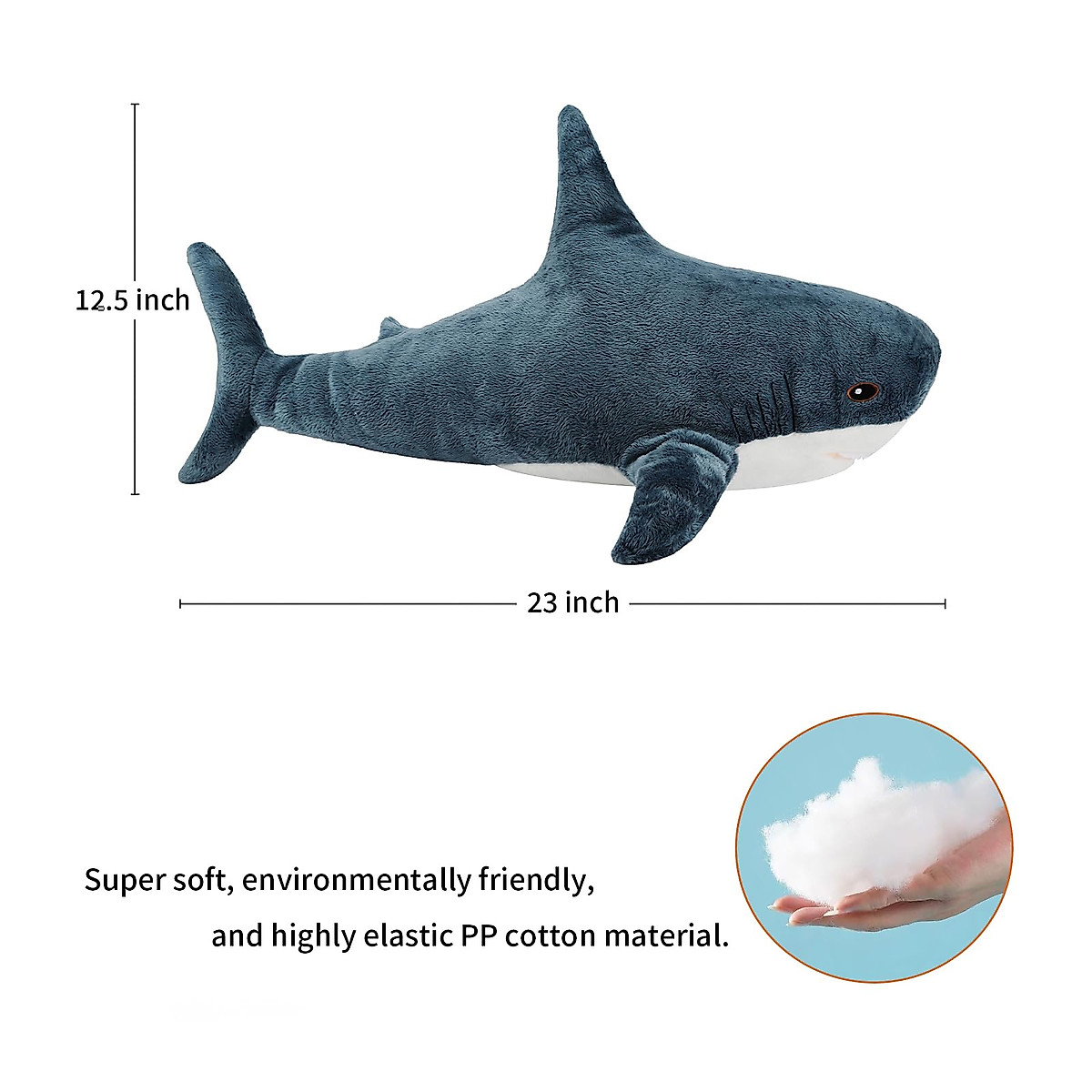 MUPI Shark Stuffed Animal 23” Shark Plush Soft Squishy Shark Toys Shark Plush Pillows, Perfect Stress Relief，Room Decoration for Boys and Girls Shark Plushies for Kids（Dark Blue）