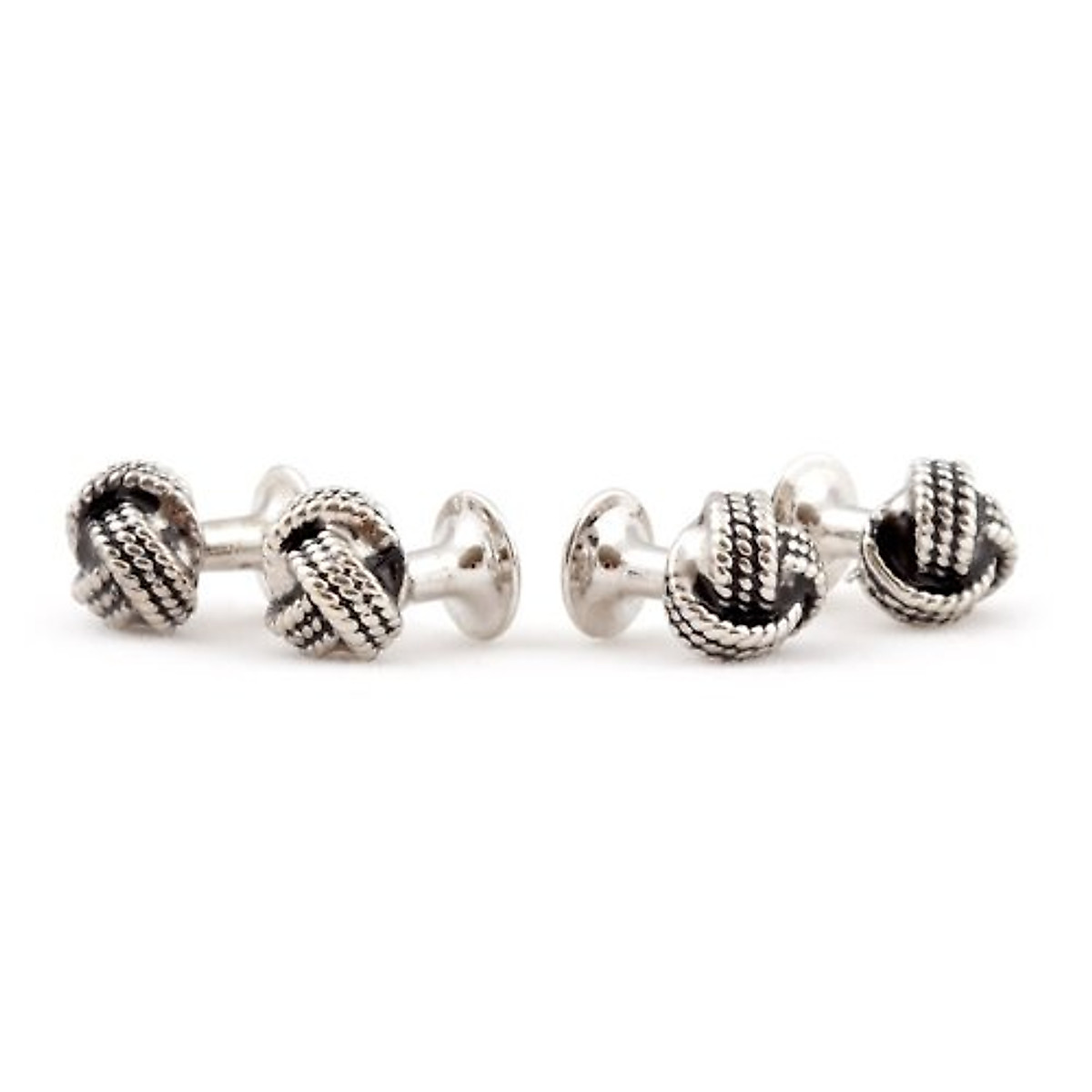 Classic Woven Silver Knot Tuxedo Cufflink and Stud Set Formal Set with Presentation Box Groom Groomsmen Wedding