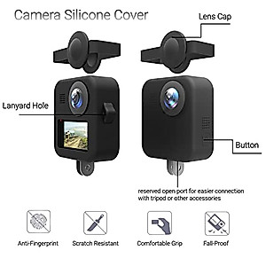 Camera Silicone Cover, Soft Silicone Lens Cover Housing, Silicon Lens Cap Protective Cover Case Replacement Accessories with Adjustable Lanyard, for Max Camera Body