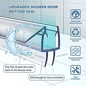 4 Pack Frameless Shower Door Bottom Seal, 3/8 x 39 Clear PVC Shower Seal Strip for 3/8 Inch Glass Shower Door Stop Shower Leaks