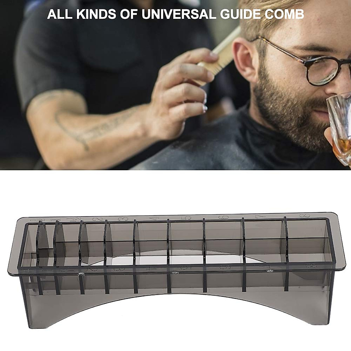 Rectangular Plastic Guide Comb Storage Box, 10 Grid Clipper Guard Holder Clippers Box Case Master with Rectangle Combs Guides Universal Base Tools Container Barbershop