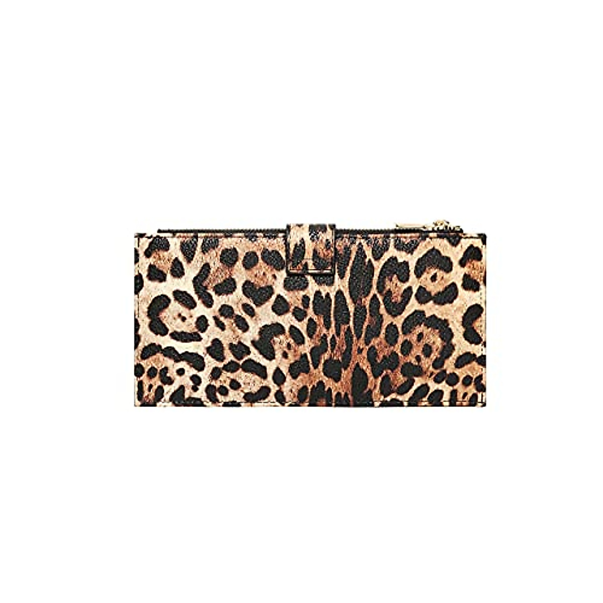 Daisy Rose Women’s Multi-Card Wallet - PU Vegan Leather Wallet for Women, RFID Blocking, Large Capacity With Zipper Pockets - Leopard