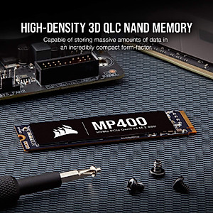Corsair MP400 4TB M.2 NVMe PCIe x4 Gen3 SSD (Sequential Read Speeds of up to 3,480 MB/s, Write Speeds of up to 3,000 MB/s, High-Density 3D QLC NAND) Black