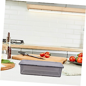 Tofficu Flatware Tray Kitchen Drawer Organizer with Lid Cutlery and Utensil Drawer Organizer Kitchen Cutlery Fork Utensil Storage Container Drain Rack Basket Storage Holder Organizer (Black)