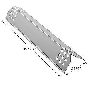 YIHAM KS739 Heat Shield Plate for Master Forge 1010048 Grill Replecement Parts, Burner Cover Flame Tamer, 15 1/8 inch x 3 1/4 inch, Stainless Steel, Set of 4