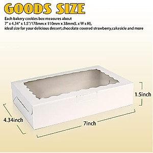 Cmkura 40 Pack Kraft Cookie Boxes with Clear Window,7" x 4 3/8" x 1 1/2",Paper Macaron Donut Candy Cakesicle Dessert Pastry Gift Box Container for Wedding,Party,Christmas,Birthday,Baby Shower(White)