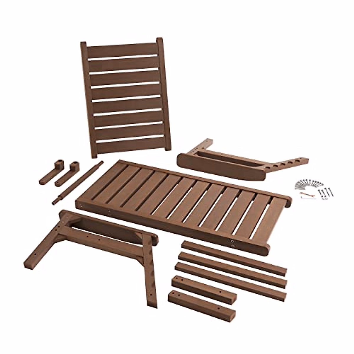 ACUEL Chaise Lounge, Poly Lumber, Outdoor Lounge Chair with Adjustable Backrest, Sturdy Weather Resistant Waterproof Fade Proof, for Poolside Patio Garden(Brown, 1 pc)