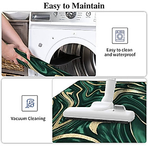 VIUBGCPS Kitchen Rugs Set Emerald Green Black Gold Marble 1 Decor Art Kitchen Mat for Floor Non-Slip Washable Kitchen Runner Doormat Bath Rug Carpet Comfort Standing Mats Decorations