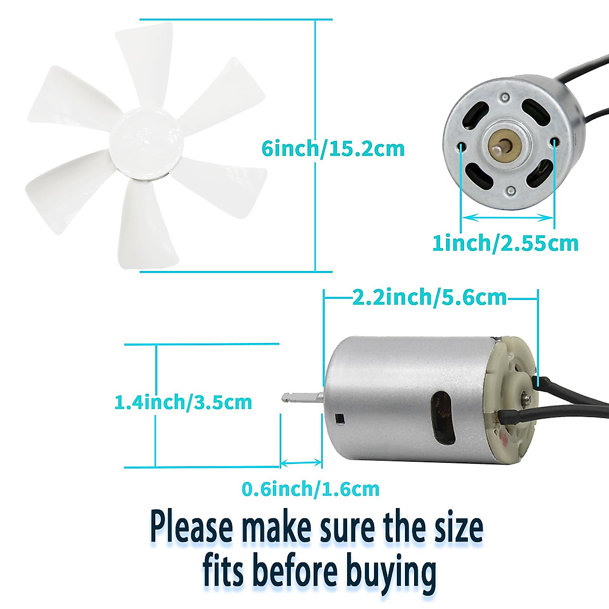 6’’ RV Vent Fan Motor & Fan Blade Replacement, 12V D-Shaft RV Vent Motor Compatible with Heng's, Elixir, Jensen, Jayco,Toyota Dolphin RV