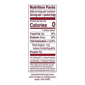 TRUE ORANGE Water Enhancer, Bulk Pack, Zero Calorie Flavoring, For Bottled Water, Iced Tea & Recipes, Flavor Packets Made with Real Oranges, Count 500 (Pack of 1) - Packaging May Vary