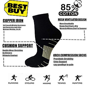 Iseasoo Copper Compression Socks for Men & Women Circulation-Ankle Plantar Fasciitis Socks Support for Athletic Running