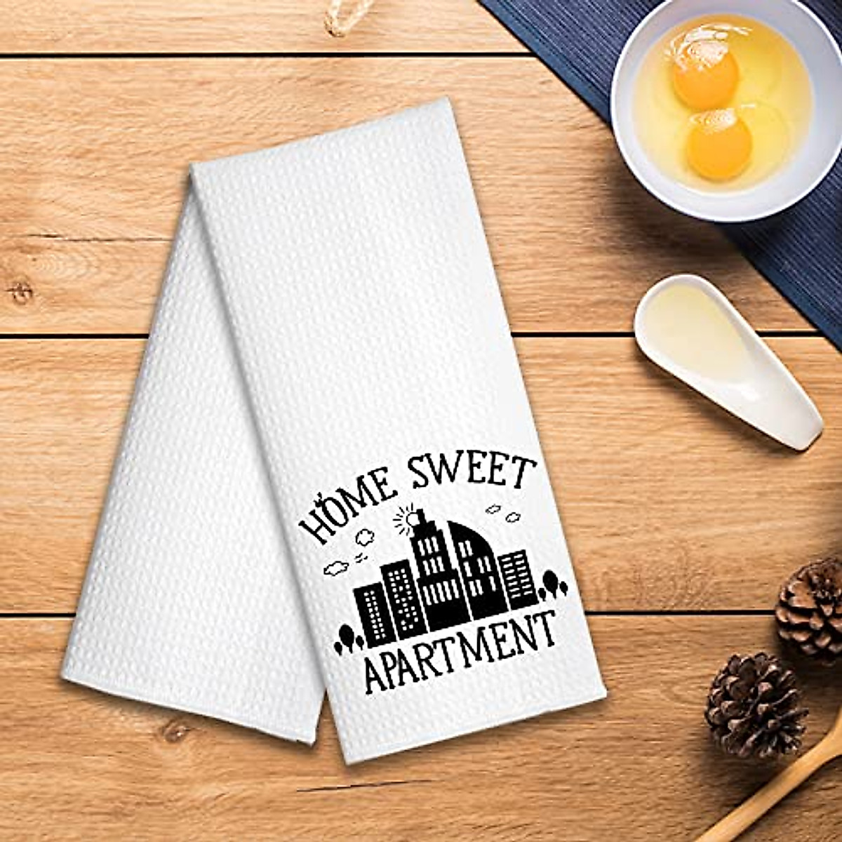 Hafhue Home Sweet Apartment Kitchen Towel, Funny Kitchen Towel Gifts for Women Sisters Friends Mom Aunts, Housewarming Gift for Women Hostess, New Home Gift for Women, Hostess Gifts