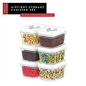 DWËLLZA KITCHEN Airtight Food Storage Containers with Lids – 6 Pieces All Same Size - Pantry Container for Spices, Candy, Nuts, Coffee and Tea, Clear Plastic BPA-Free, Keeps Food Fresh & Dry