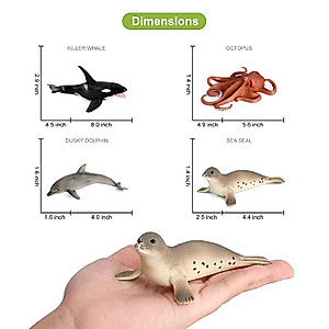 Volnau Sea Creature Toys Figures 8PCS Antarctica Ocean Animals Figurines for Toddlers Kids Christmas Decoration Fish Gift Plastic Preschool Pack and Bath Penguin Killer Whale Set
