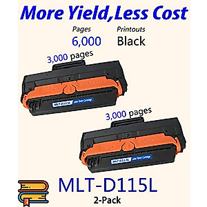 (2-Pack, Black) ColorPrint Compatible MLT-D115L Toner Cartridge Replacement for Samsung D115L MLTD115L 115L Used for Xpress SL-M2820 M2830DW M2880FW 2620ND M2670 SL-M2870FW SL-M2870 SL-M2820DW Printer