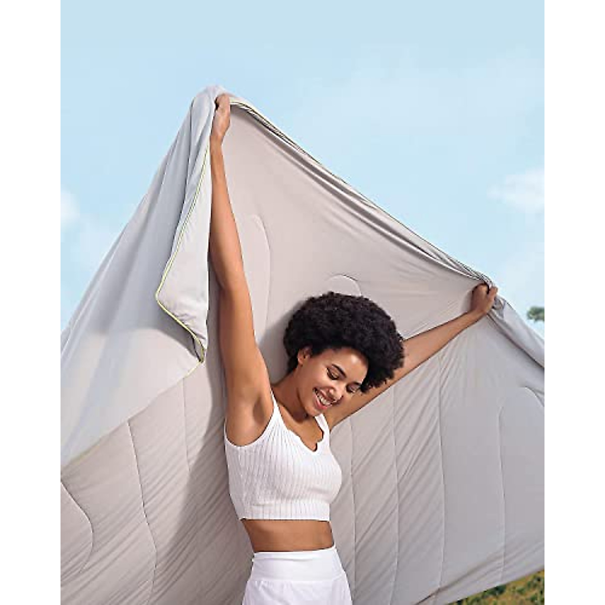 Kivik Cooling Comforter Queen, Cooling Down Alternative Duvet for Hot Sleepers, Soft Summer Duvet Insert for Night Sweats, Cool & Breathable Blanket, Grey 90x90 Inches