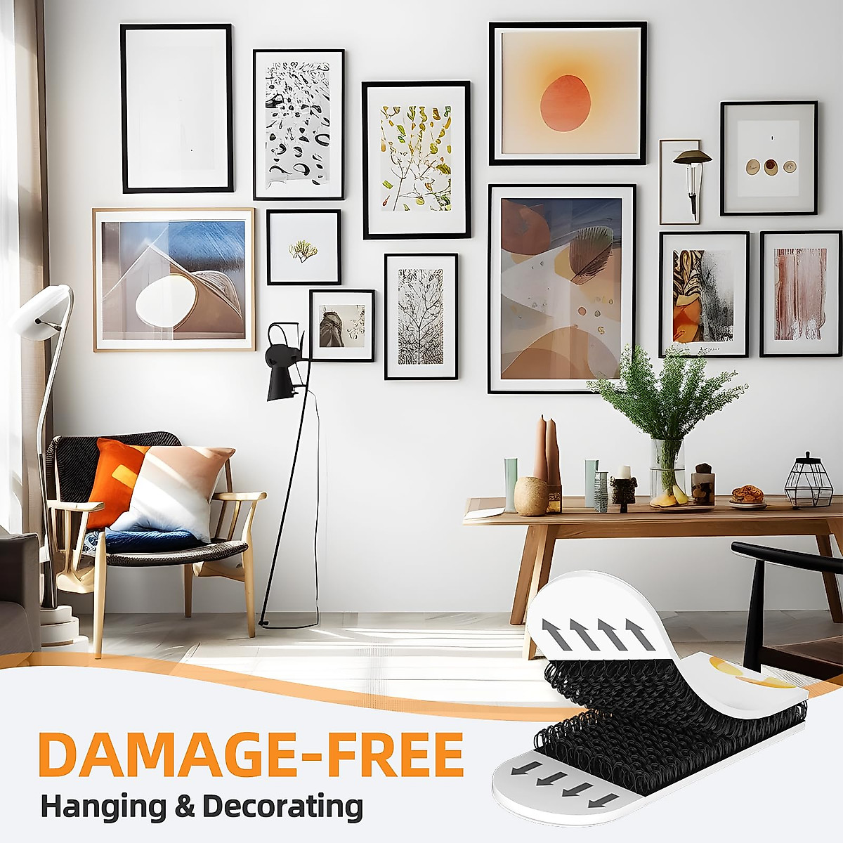 Summerbrite Picture Hanging Strips Heavy Duty, Damage Free Hanging Picture Hangers, Picture Hanging Kit, Hanging Hooks Without Nails, Wall Strips Sticky Adhesive Tape for Christmas (56 Strips)