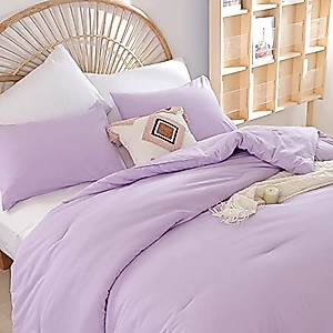 weigelia Lavender Queen Comforter Set 3PCS Purple Comforter Modern Bedding Comforter Set for All Season Soft Lightweight Microfiber Comforter Set (1 Comforter, 2 Pillowcases)