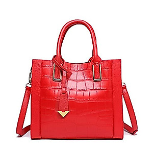 AIWendy Purses for Women Shoulder Handbag Top Handle Hobo Tote Bags, Genuine Leather (Red)