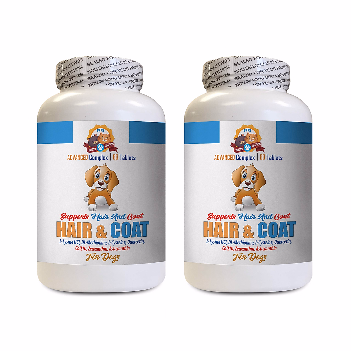 Dog Healthy Coat Supplement - Dog Hair and Coat Health - Skin Itch Relief - Nail Health - Dog Mineral Supplement - 2 Bottles (120 Tablets)