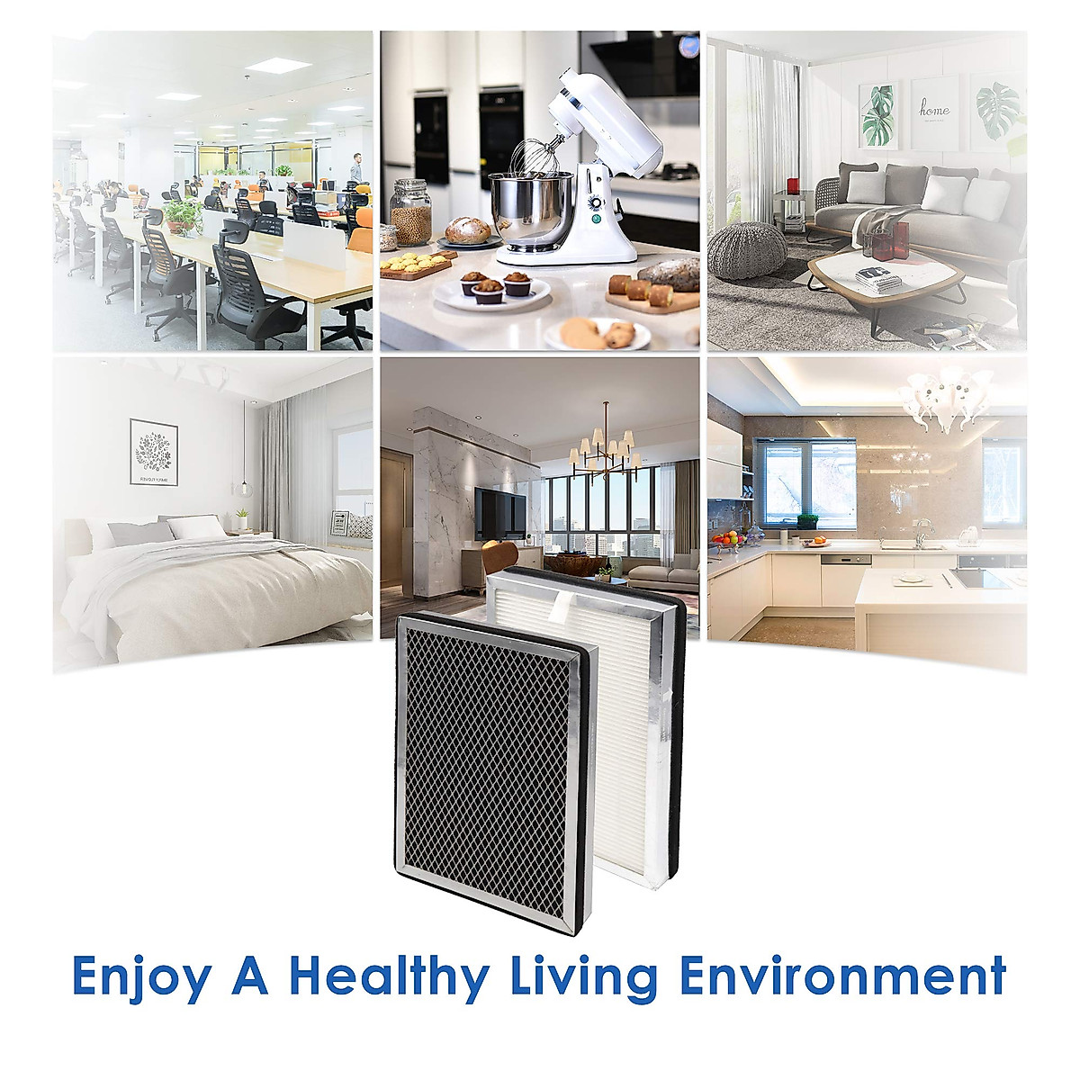 Flintar True HEPA Replacement Filter, Compatible with MA Air Purifier 25 Series, 3-in-1 Pre-filter, H13 True HEPA and Activated Carbon Filter Set, 2-Filters