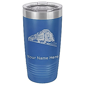 LaserGram 20oz Vacuum Insulated Tumbler Mug, Freight Train, Personalized Engraving Included (Dark Blue)