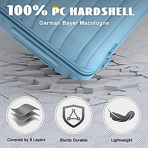 MGOB Carry On Luggage 22x14x9 Airline Approved, Hard Suitcases with Spinner Wheels, Polycarbonate Lightweight Luggage, Durable & Stylish, Built-in TSA Lock, Blue