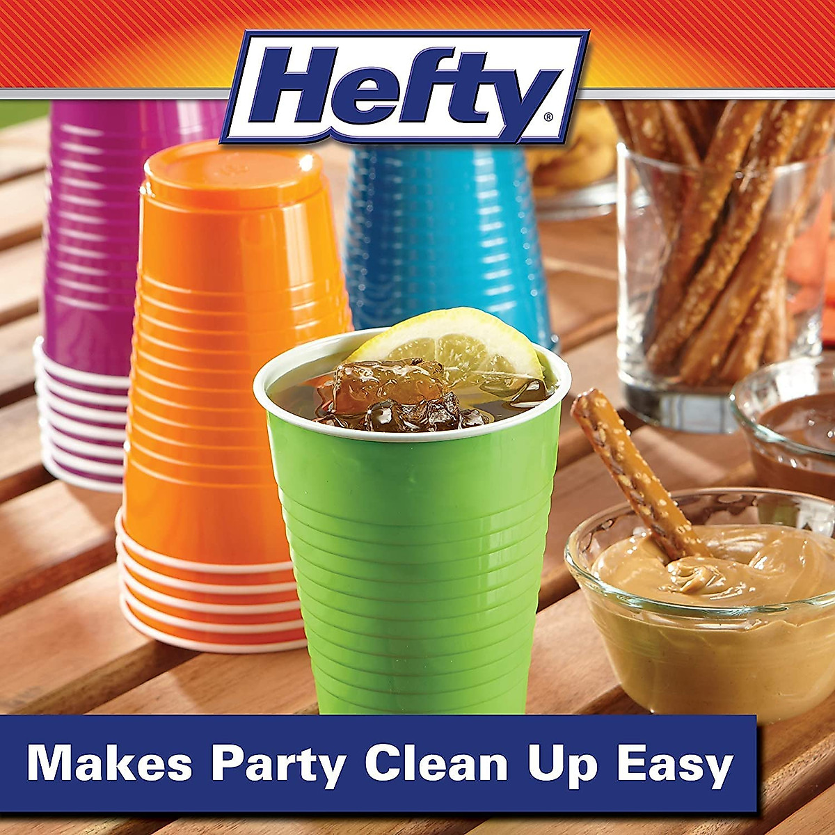 Hefty Party Cup Variety Pack, Disposable Plastic Party Cups, Easy Grip & Durable, Assorted Color Cup Variety Pack, 16-Ounce Cups, 100 CT Per Pack (Pack of 1)