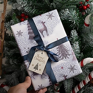 Homeral Christmas Wrapping Paper Sheet-27.6 x 19.7 inches 12 Sheets 6 Designs Kraft Paper with Christmas Tree,Reindeer,Santa,Snowman for Christmas Winter Kids Adults Celebrating