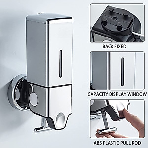 Wall Mounted Bathroom Shower Pump Dispenser,Soap Shampoo Conditioner Dispenser Wall Mount, Liquid Soap Dispenser for Hotel, Home, School,Kitchen 【500ml Black -Non Drill +Drill 】