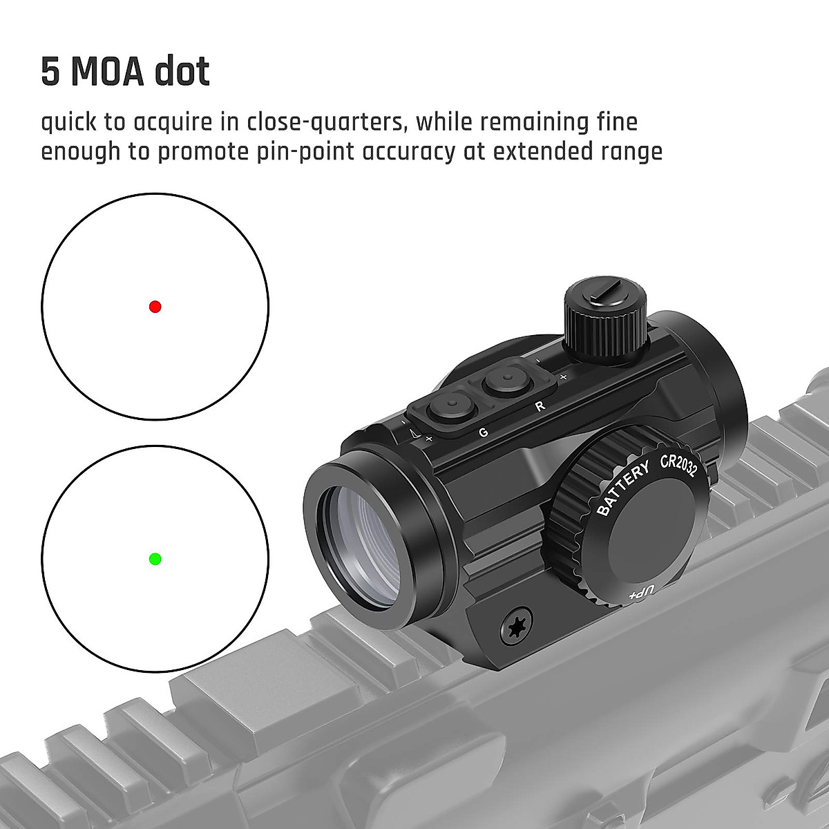 Feyachi RDS-36 1x22mm 5 MOA Red & Green Dot Sight Red & Green Dot Scope with 0.83” Riser Mount Absolute Co-Witness Height