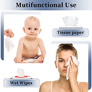 2Pcs Baby Wipes Dispenser, Diaper Wipe Holder with Lid, Refillable Wipes Case Container with Sealing Design, Flushable Wipes Pouch Case Storage Box for Bathroom, Keeps Wipes Fresh Easy Open & Close