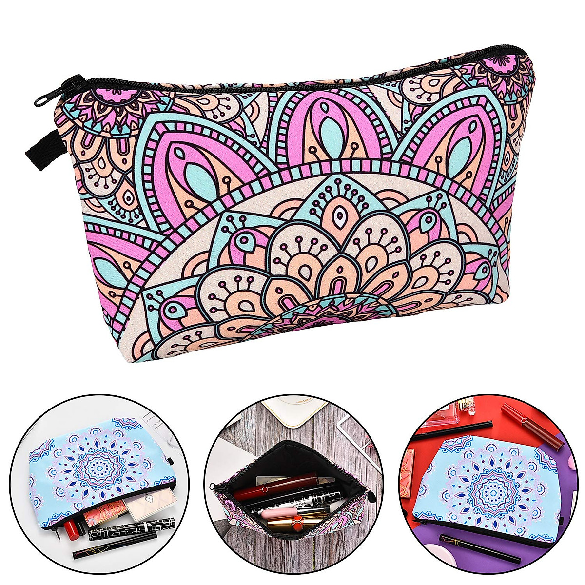 Chuangdi 6 Pieces Makeup Bag Toiletry Pouch Waterproof Cosmetic Bag with Zipper Travel Packing Pouch 8.7 x 5.3 Inch Small Cosmetic Organizer Accessory for Women and Men(Multicolor Style)