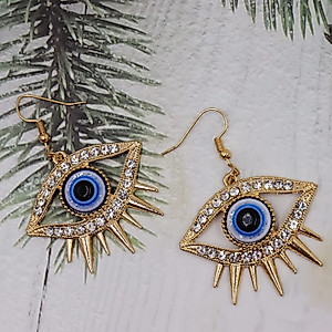 Unique Personality Evil Eye Earrings Fashion Abstract Eye Crystal Rhinestone Fringe Funny Women's Drop Earrings Exaggerated Jewelry (style 1)
