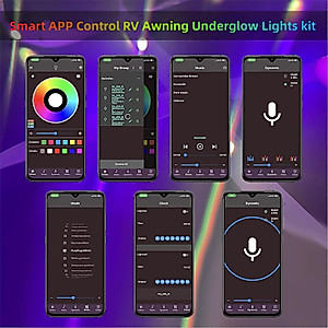 ROLiGHTiC 25FT RV Awning Lights Strip, 12V Multi-Color RV Underglow Led Lights, Camper Underbody Accent Lighting with APP RF Control for Motorhome Travel Trailer Concession Stands Food Trucks