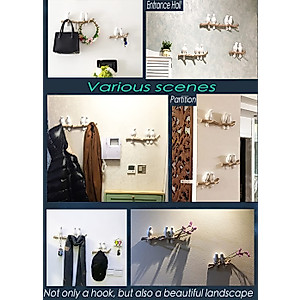 HaakLux Bird Hat Hook,Wall Hanger Decor Hooks,Mounted Resin Cast Ceramic,Tree Branch with Unique Hanging White Dove for Coat Towel Key Clothes in Bathroom Kitchen Bedroom Living Room(2 Birds)
